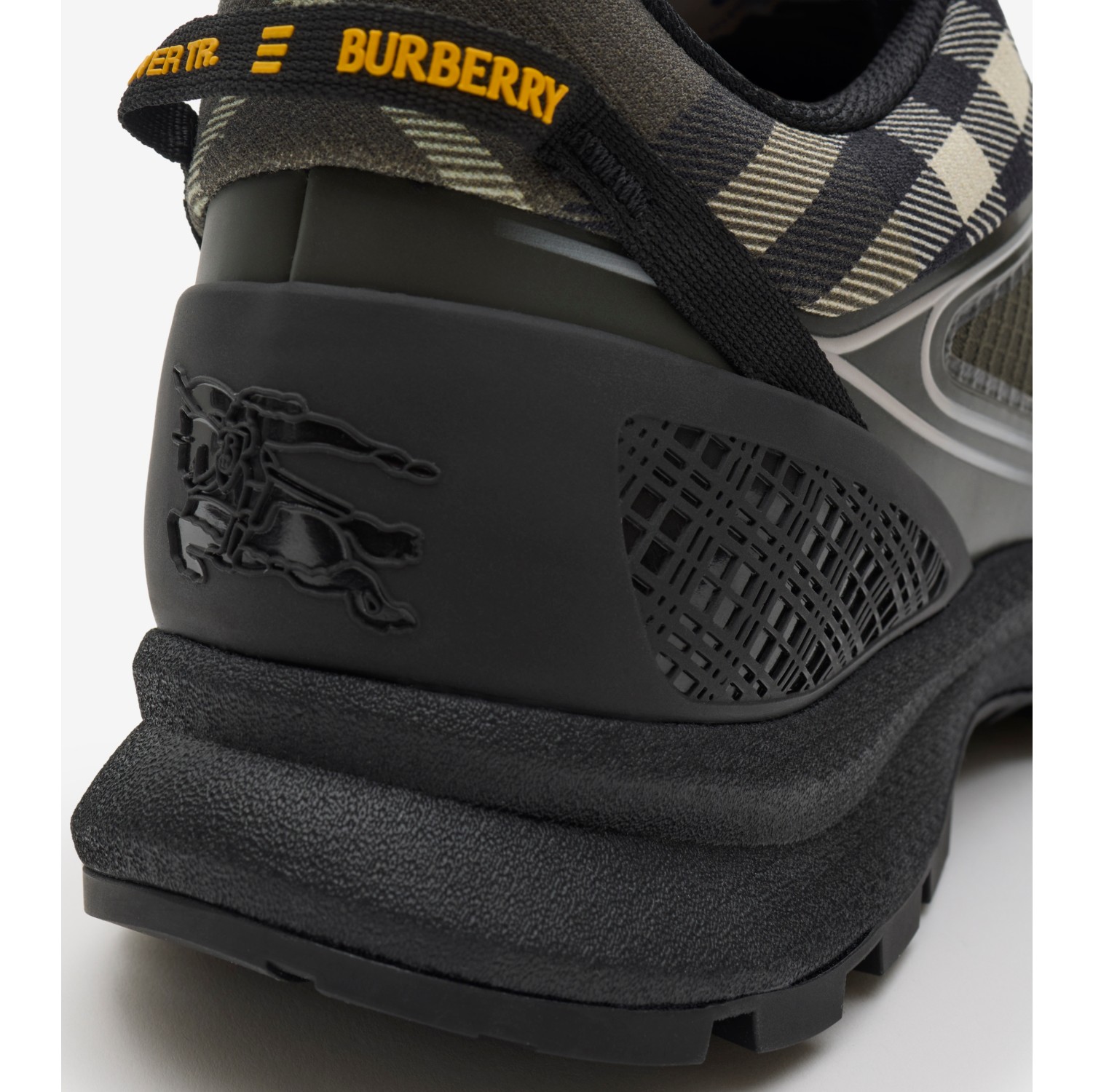 Check and Mesh Discover Sneakers in Thicket green - Men | Burberry ...