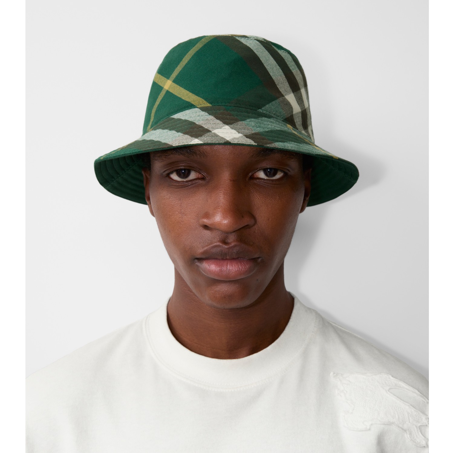 Reversible Cotton Blend Bucket Hat in Ivy - Men | Burberry® Official