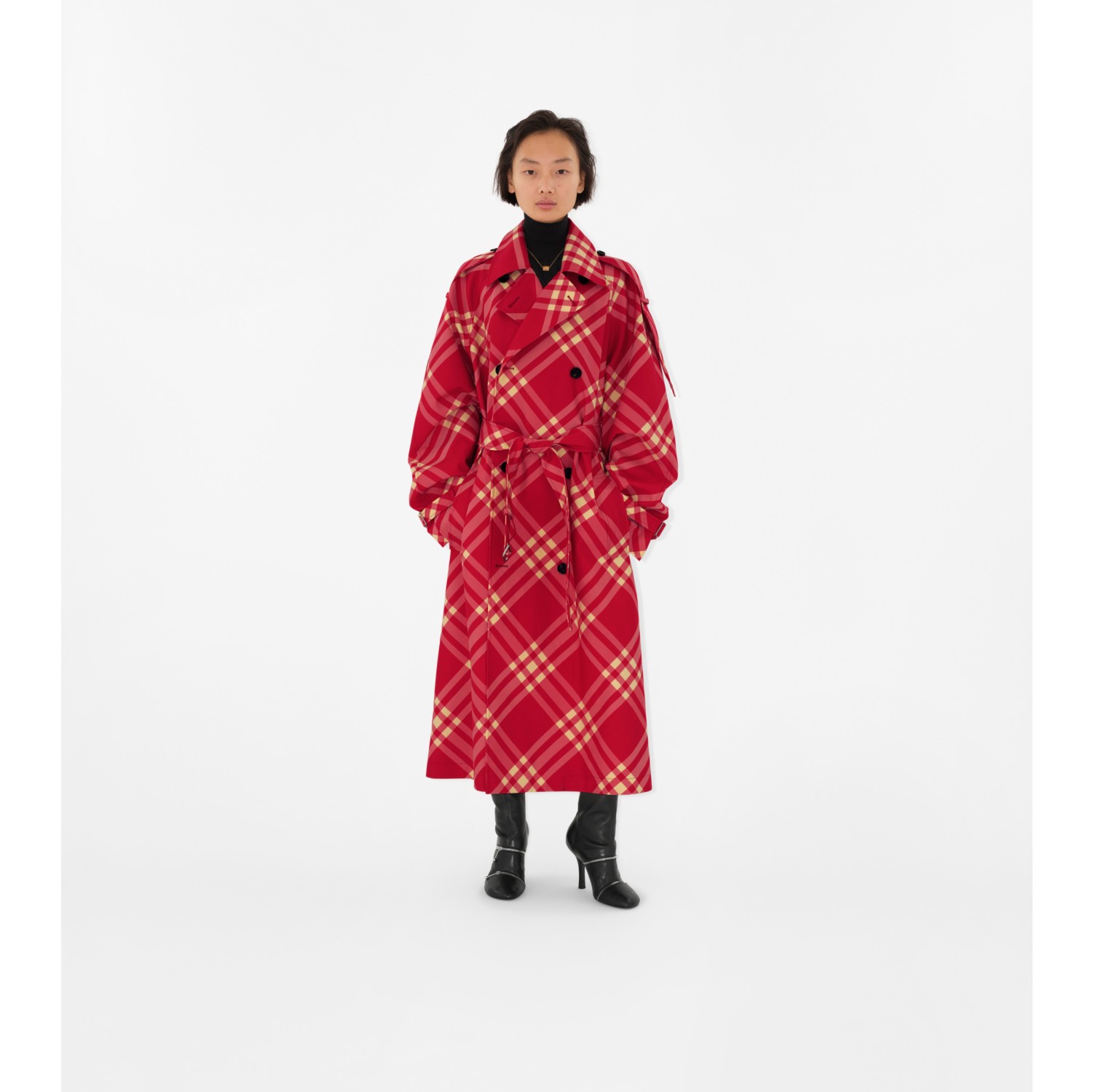 Long Check Trench Coat In Pillar Women Nylon Burberry® Official