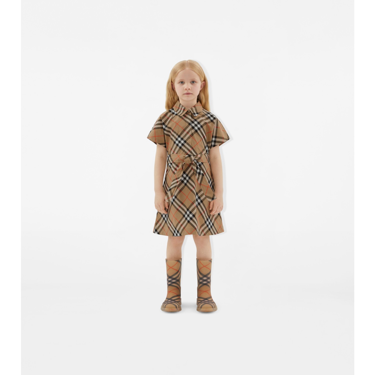 Check Cotton Shirt Dress in Sand | Burberry® Official