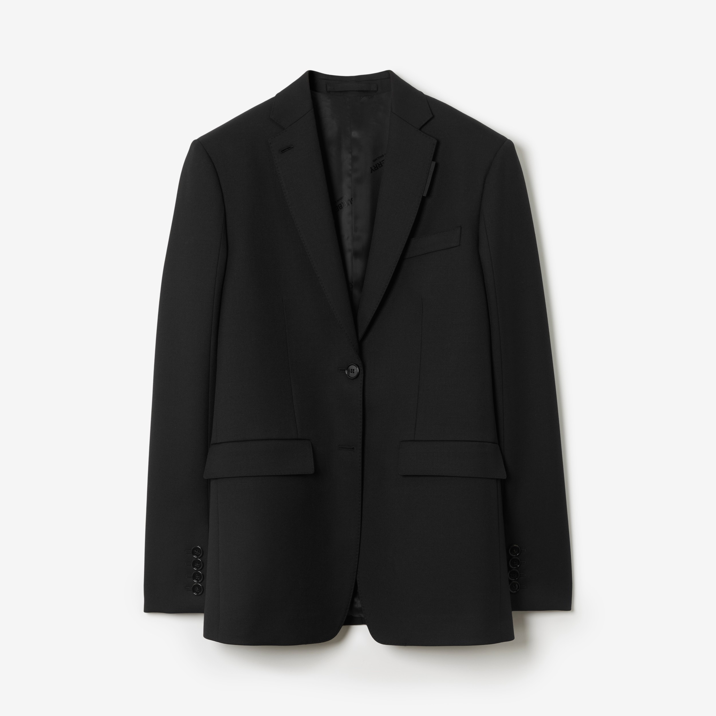 Burberry Satin Lapel Wool Tailored Jacket Black
