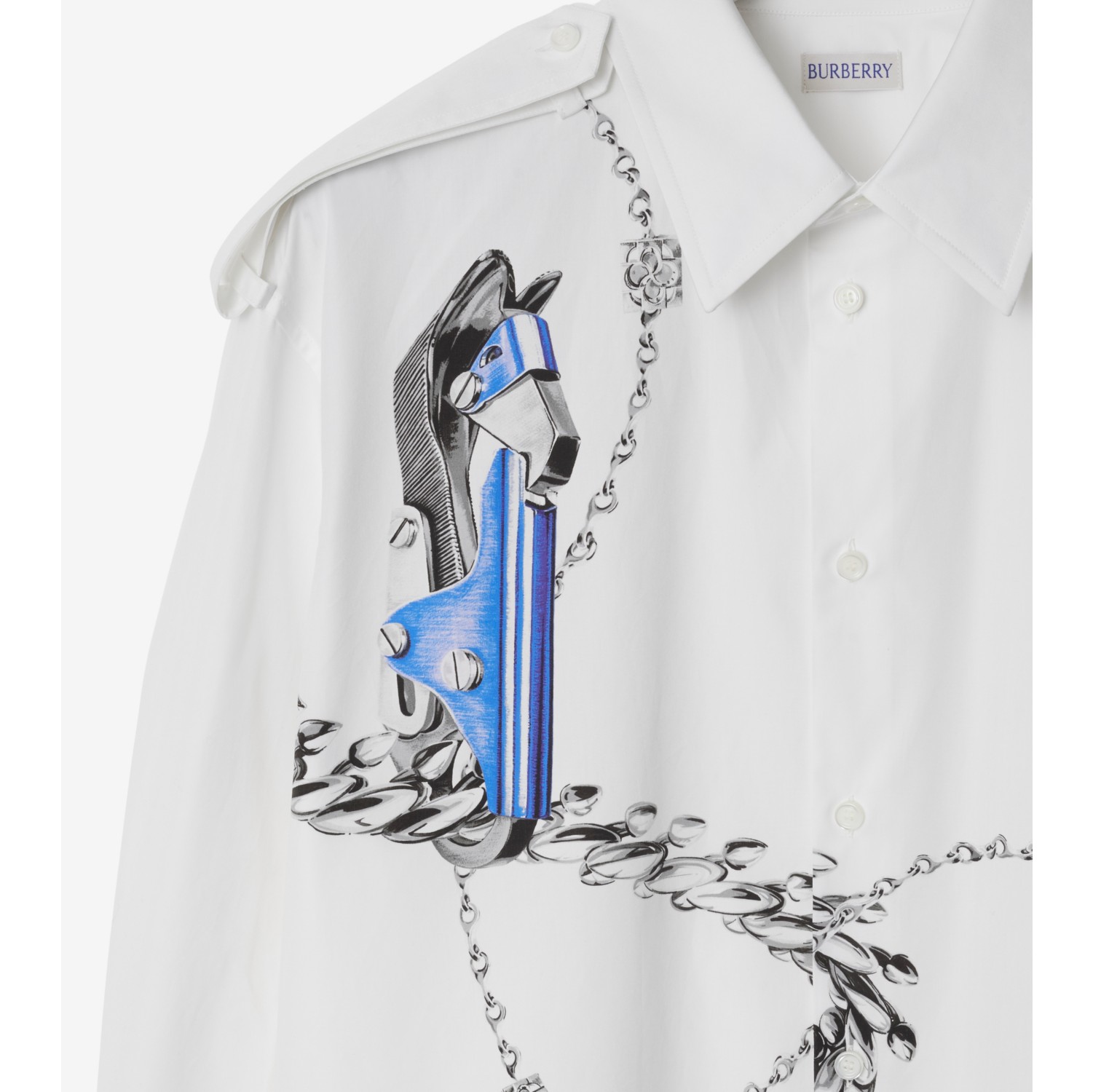 Knight Hardware Cotton Shirt in Blue/white - Men | Burberry® Official