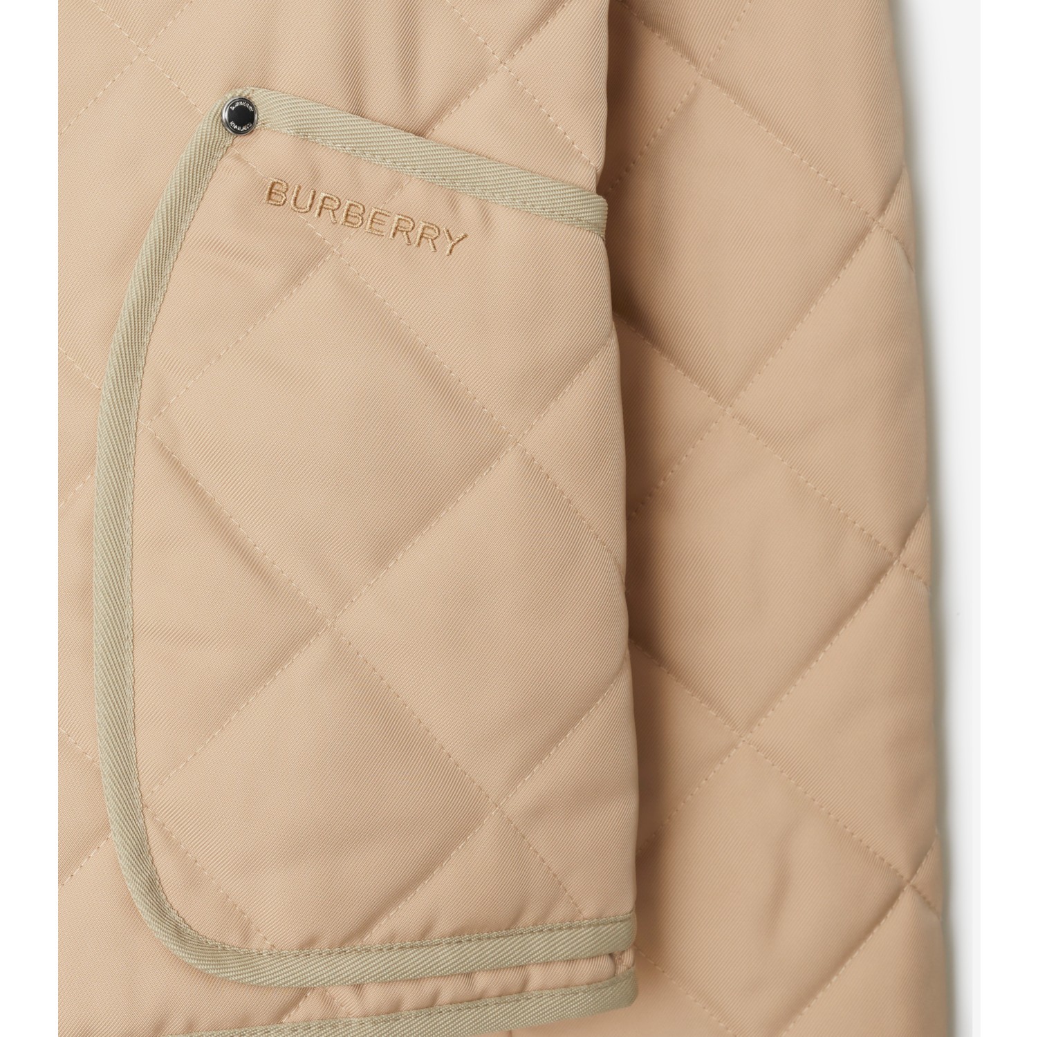 Cropped Quilted Thermoregulated Barn Jacket in Soft fawn - Women, Nylon ...