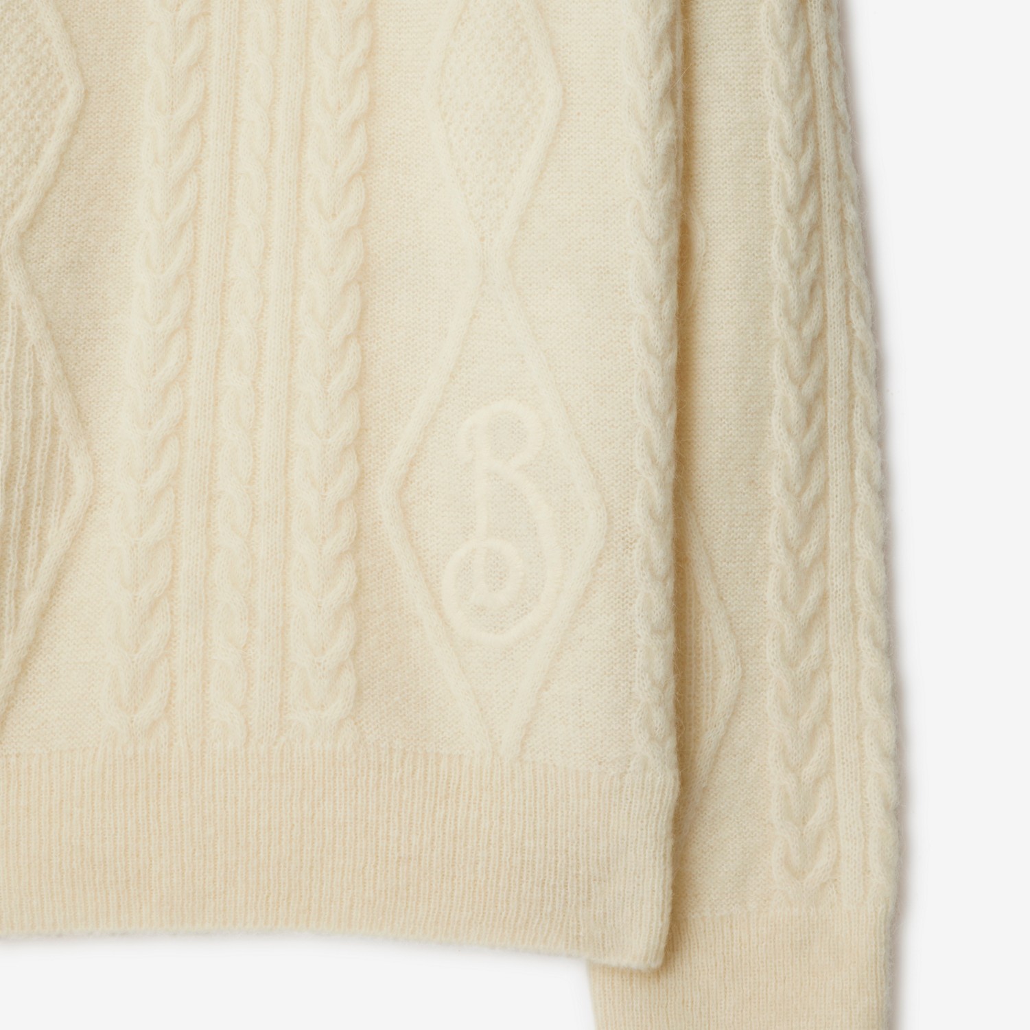 Aran Wool Blend Polo Shirt in Snow - Men, Alpaca | Burberry Aran Wool Blend Polo Shirt in Snow - Men, Alpaca | Burberry
