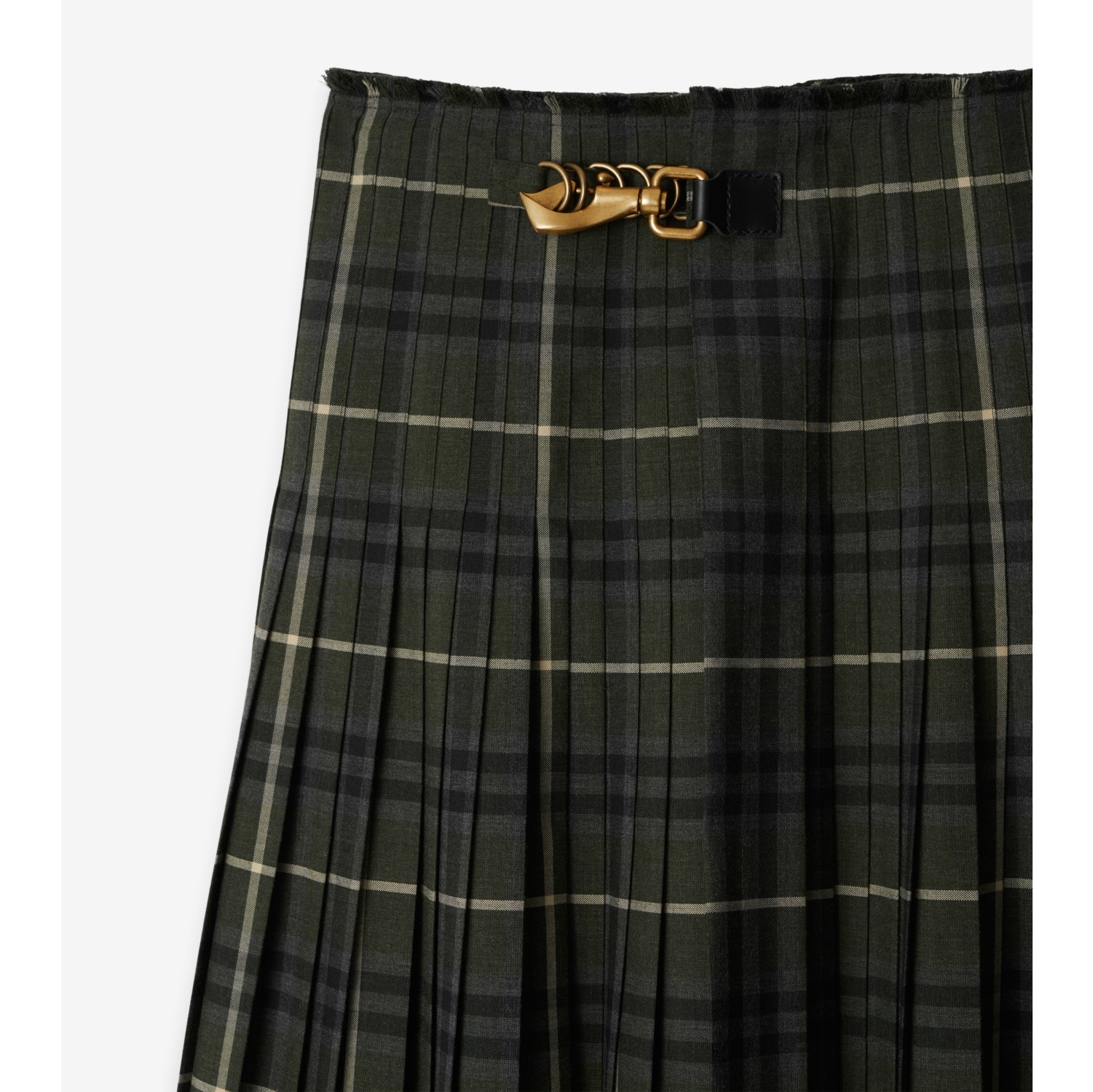 Check Wool Blend Maxi Kilt in Marsh - Women | Burberry® Official