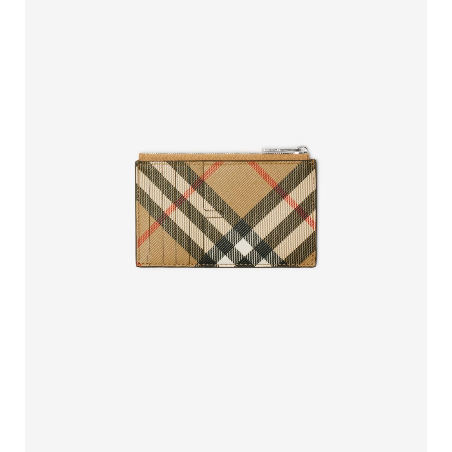 Check Zip Card Case in Sand - Men, Canvas | Burberry® Official
