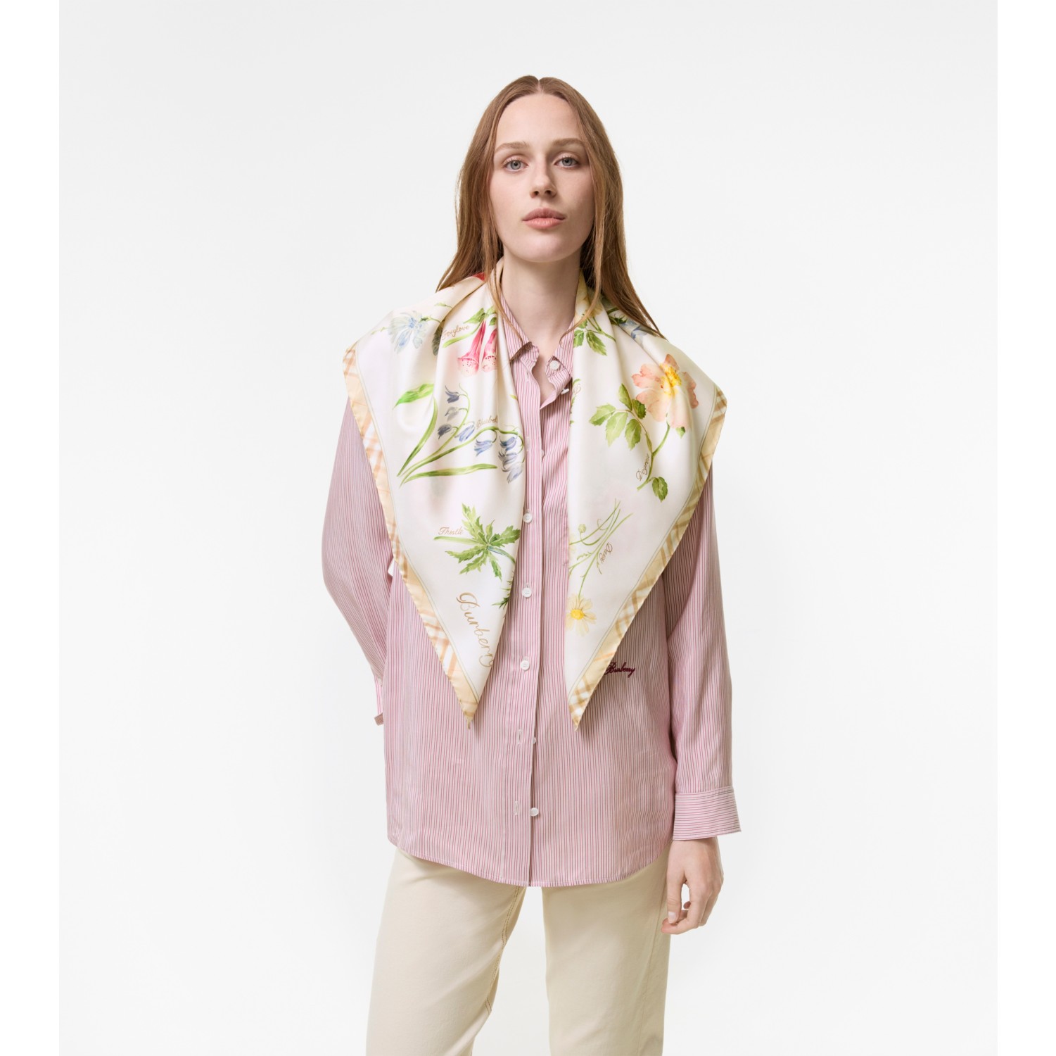 Blooms of Britain Silk Scarf in Sesame beige | Burberry® Official