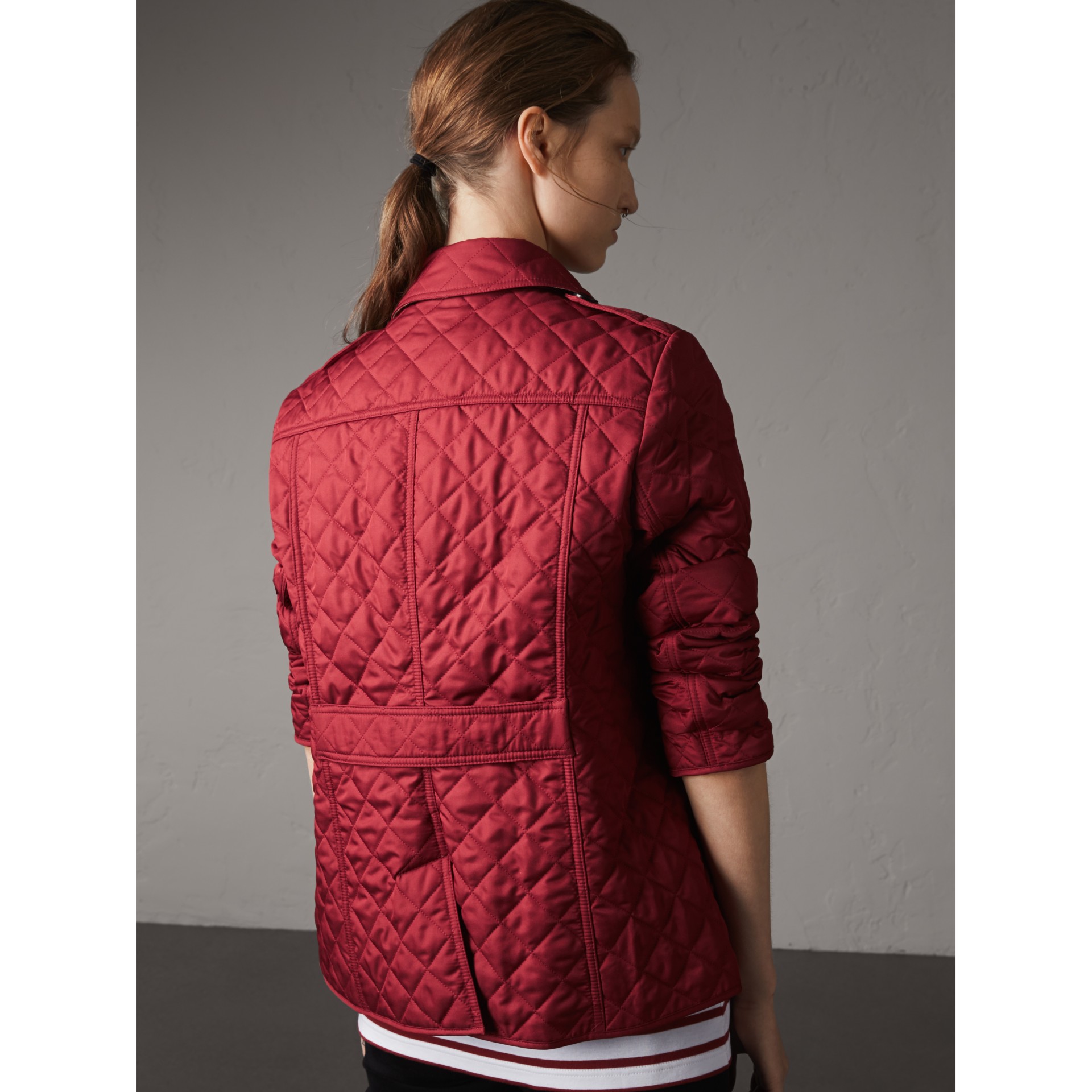 Diamond Quilted Jacket In Parade Red Women Burberry United Kingdom