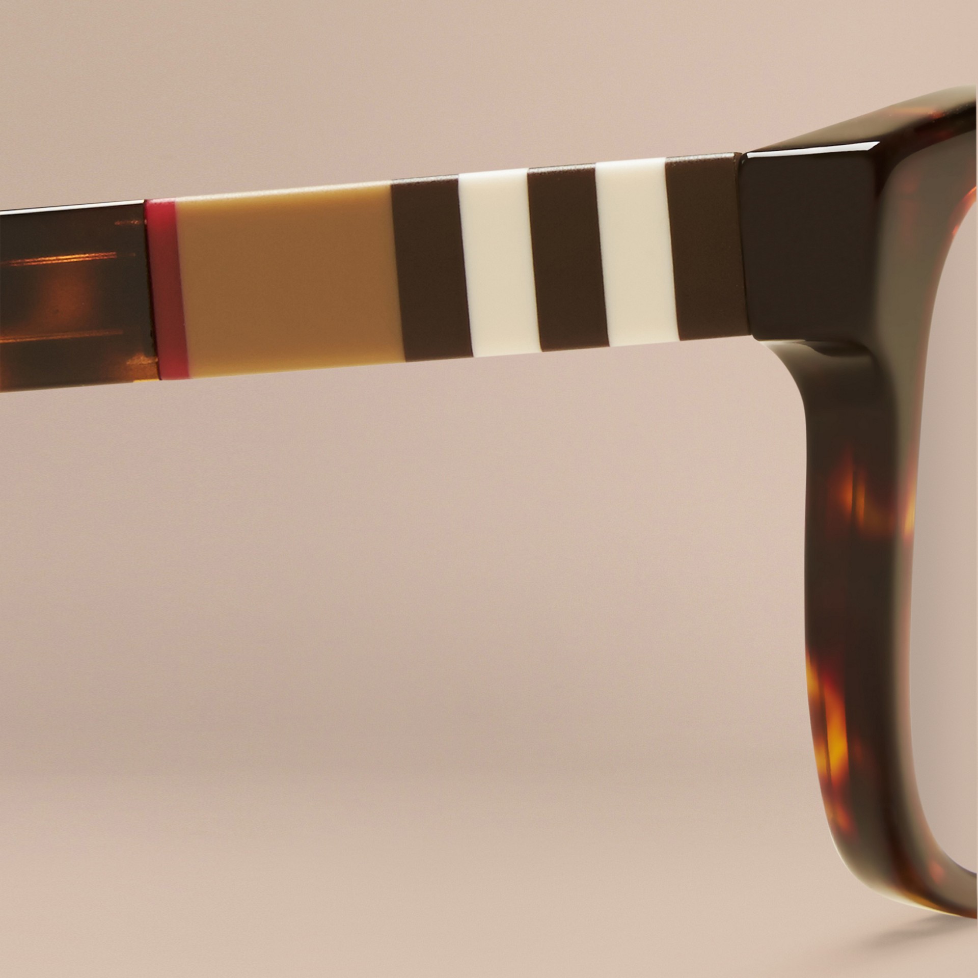 Check Detail Square Optical Frames Tortoise Shell Burberry