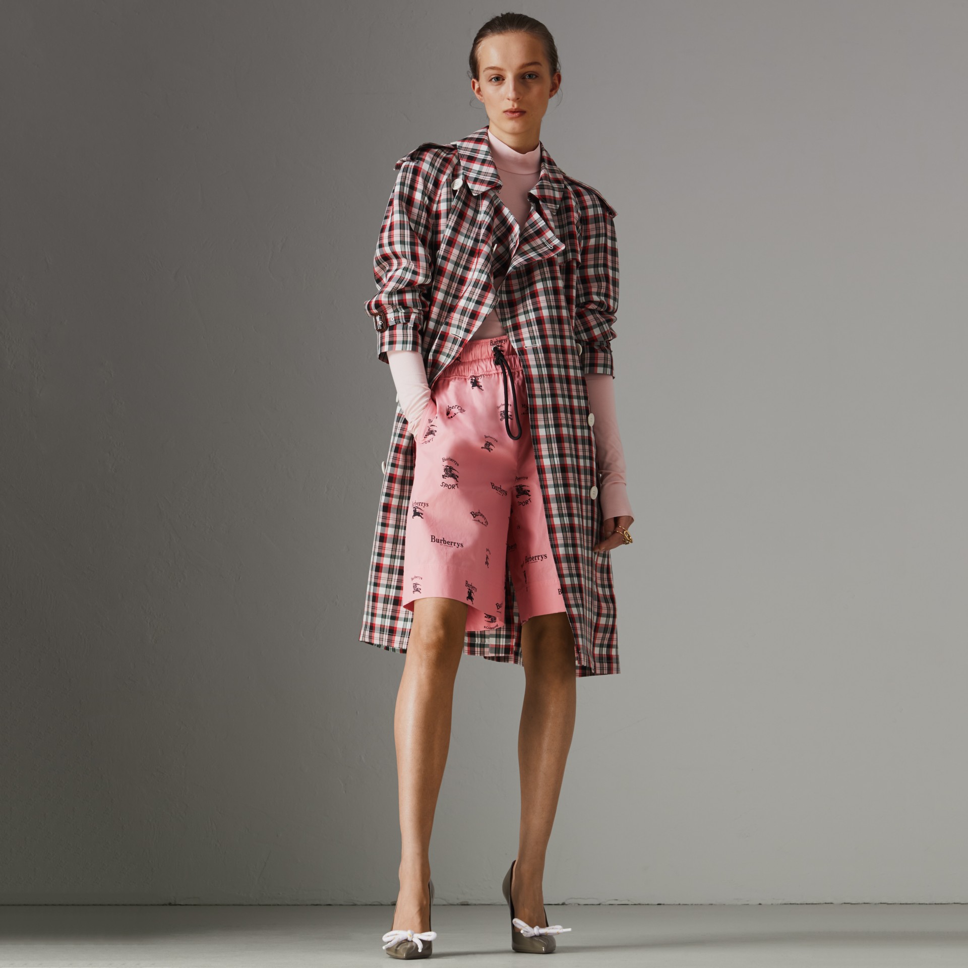 Burberry Relaxed Fit Check Trench Coat In Bright Red | ModeSens