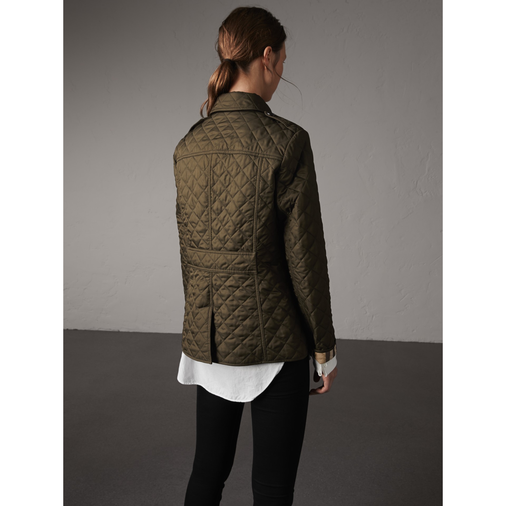 Diamond Quilted Jacket in Dark Olive - Women | Burberry United States