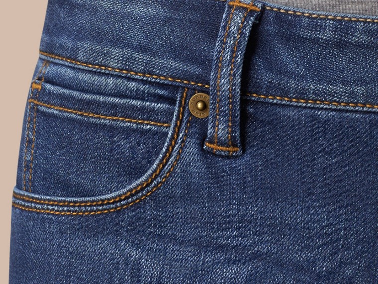 Skinny Fit Low Rise Power Stretch Jeans In Mid Indigo Women Burberry