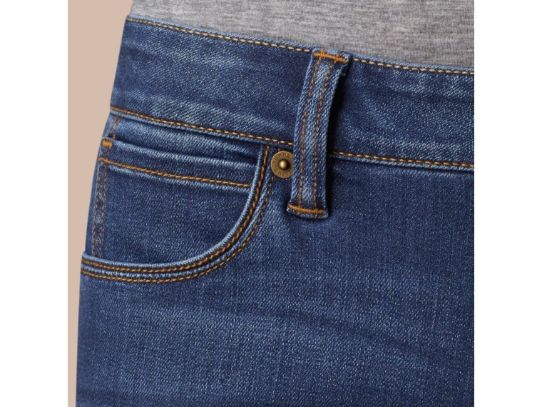 Skinny Fit Low Rise Power Stretch Jeans In Mid Indigo Women Burberry