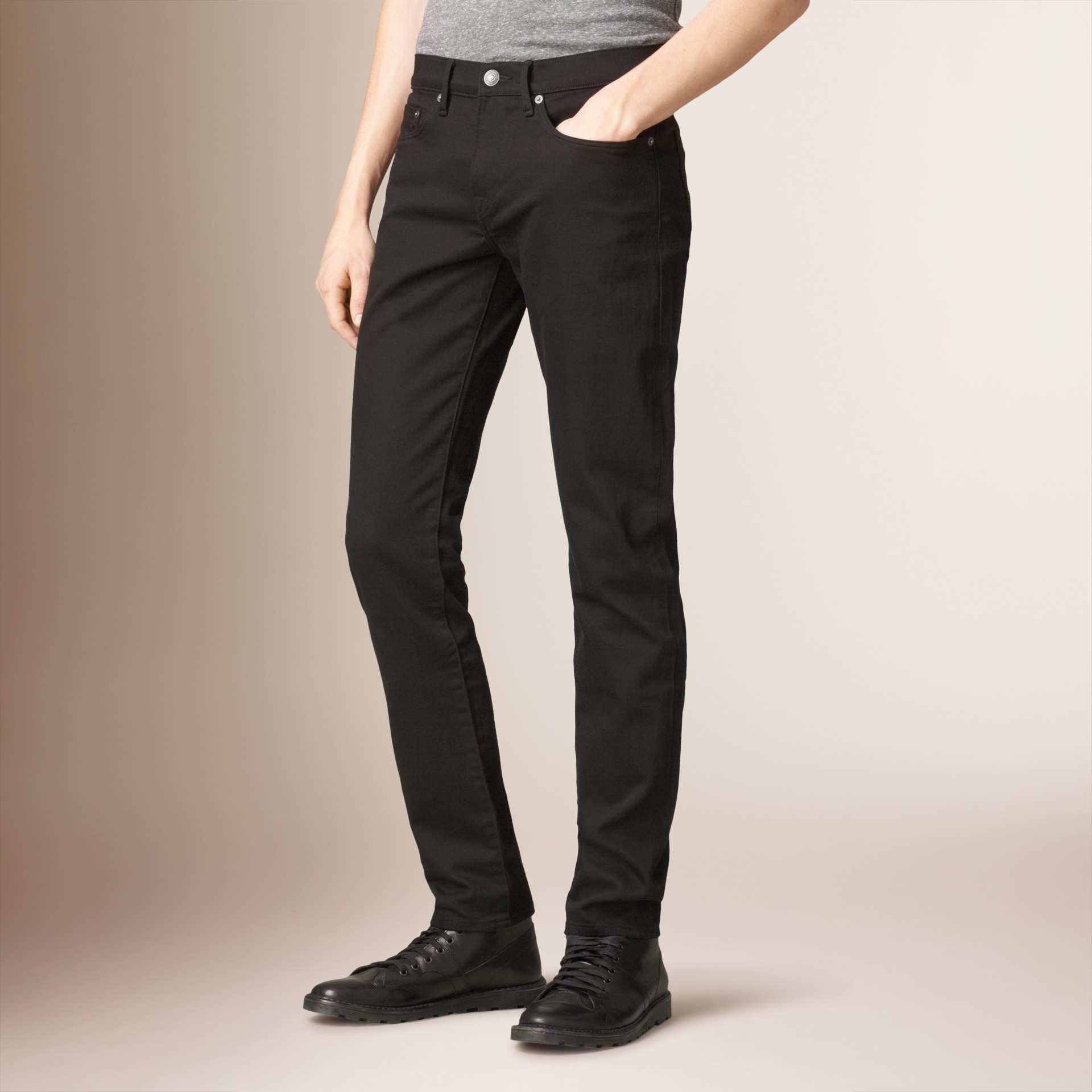 Slim Fit Deep Black Jeans Burberry United States