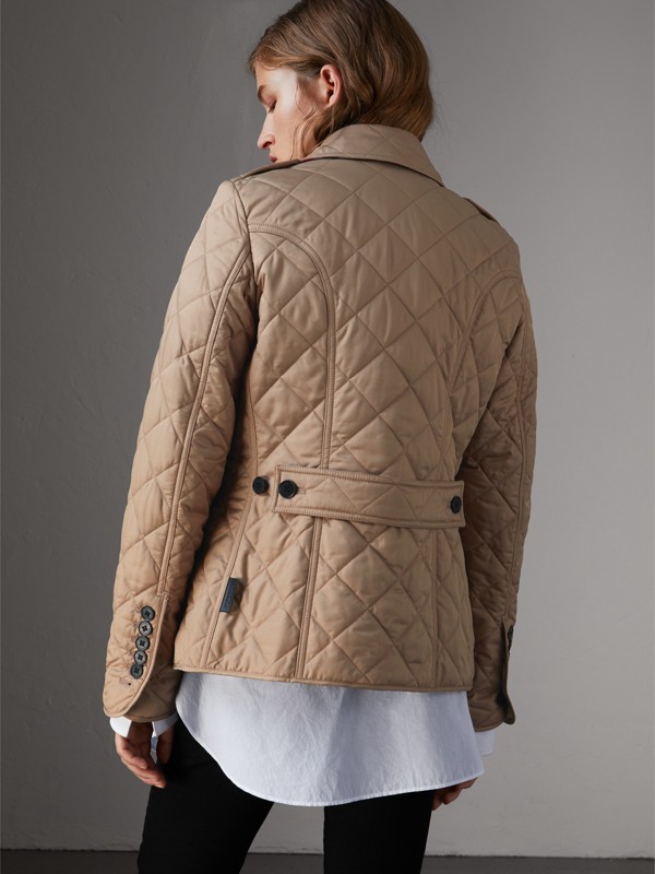 Diamond Quilted Jacket In Canvas Women Burberry United States