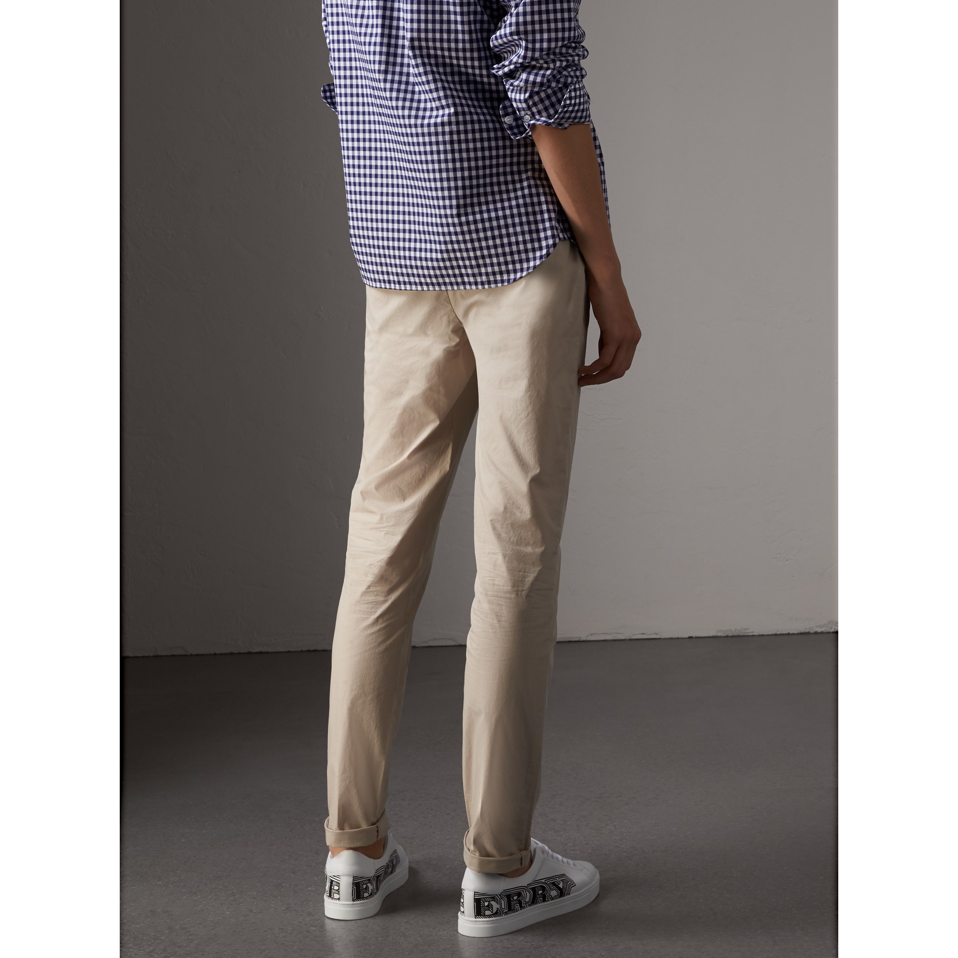Slim Fit Cotton Poplin Chinos In Stone Men Burberry United Kingdom