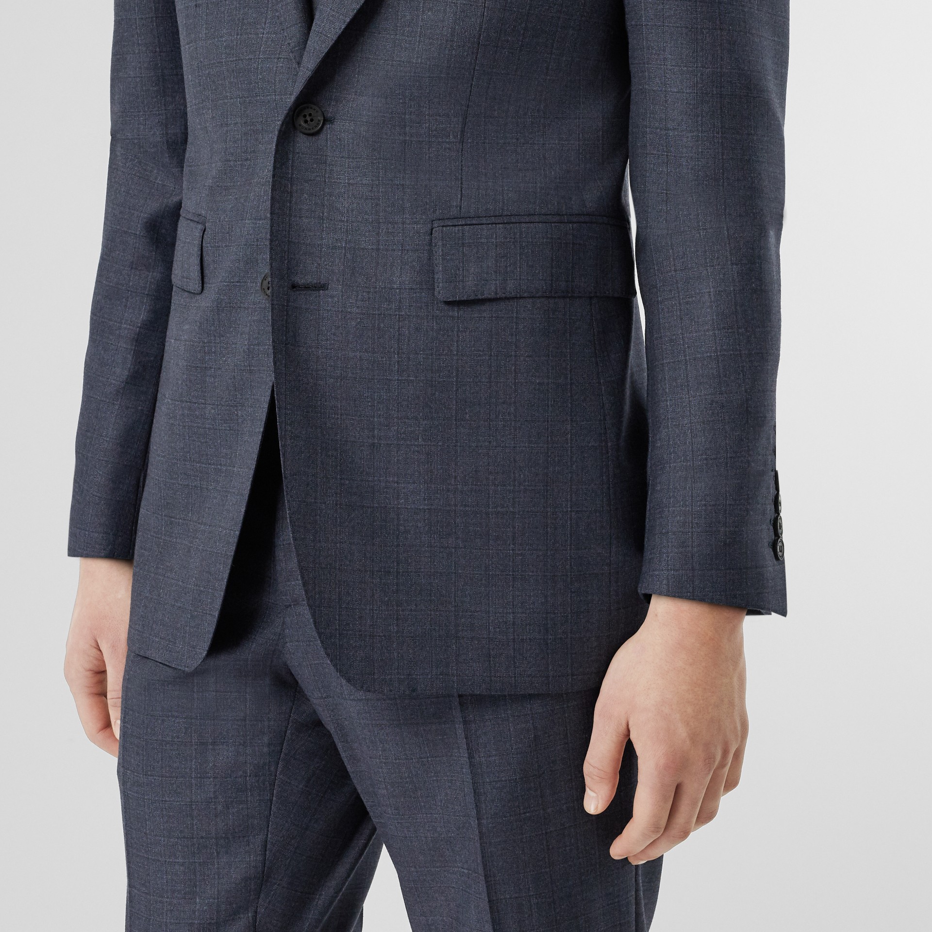 Classic Fit Check Wool Three-piece Suit in Steel Blue - Men | Burberry ...