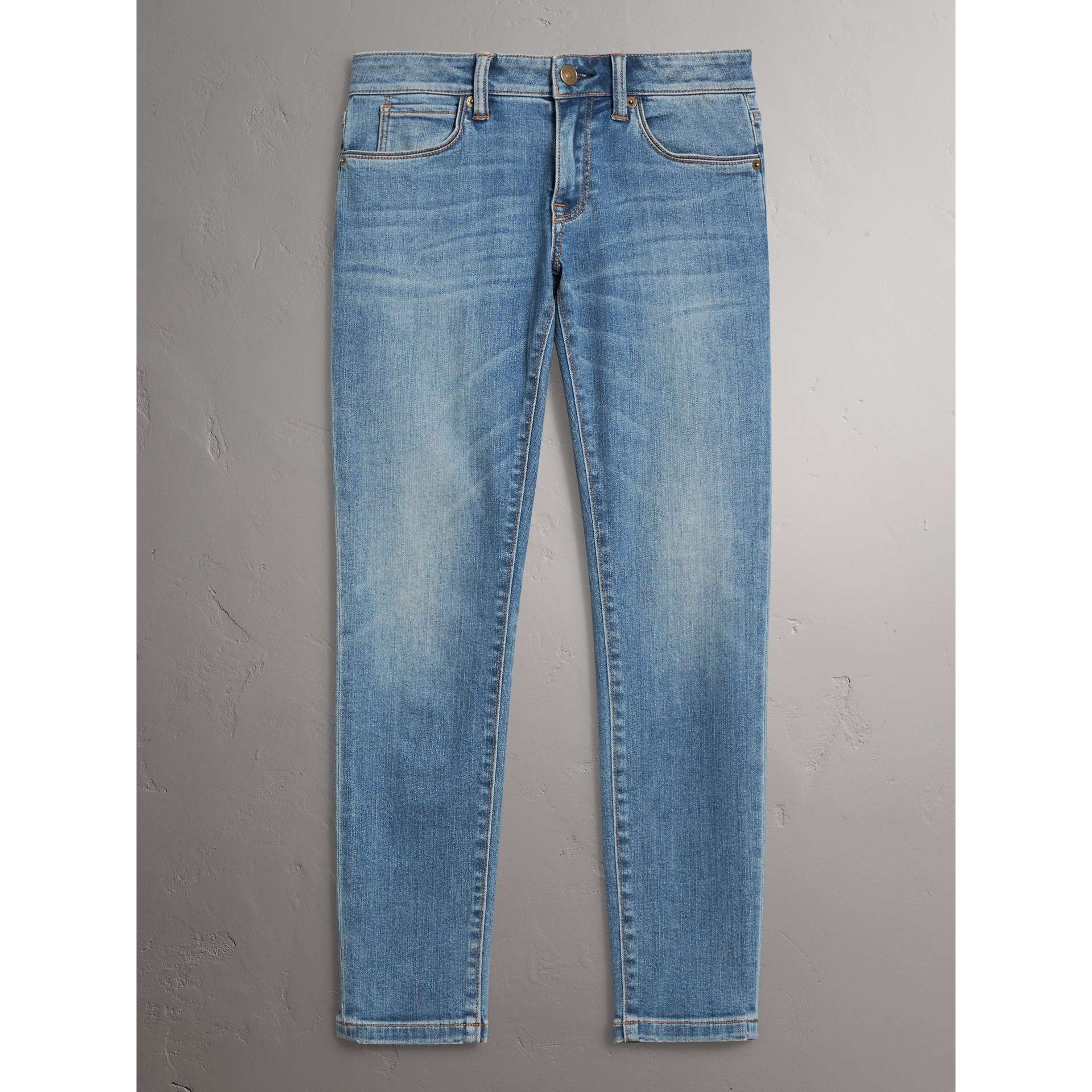 Skinny Fit Low Rise Cropped Jeans In Mid Indigo Women Burberry United States