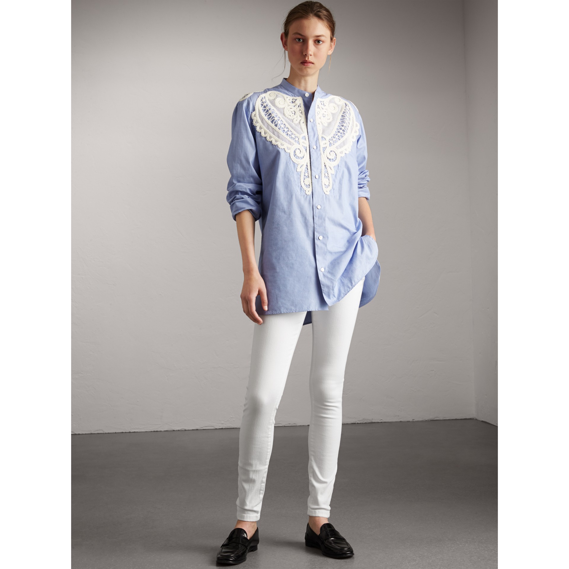 Skinny Fit Low Rise White Jeans Women Burberry United States
