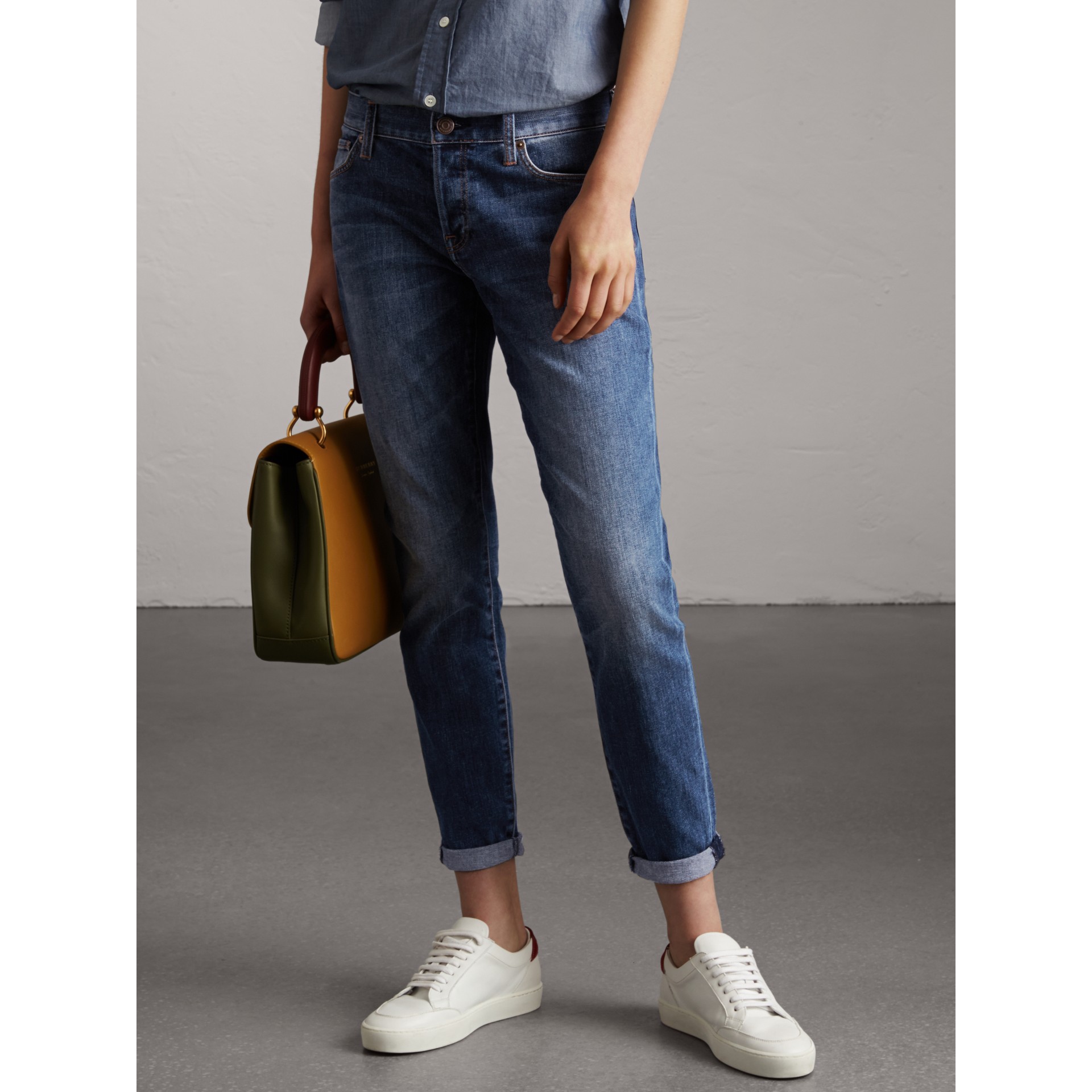Relaxed Fit Mid Indigo Jeans Women Burberry United States