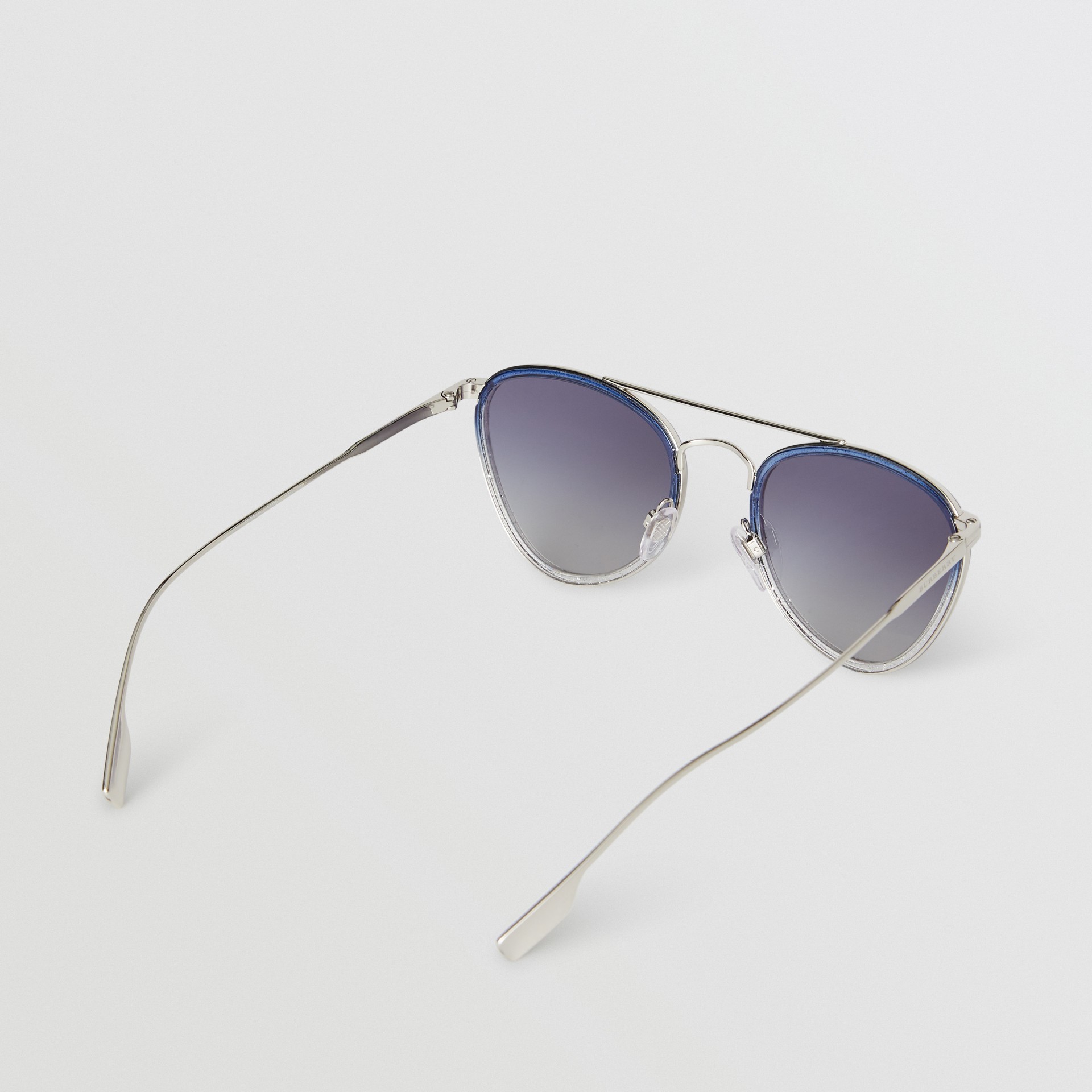 Glitter Detail Pilot Sunglasses In Blue Women Burberry United States