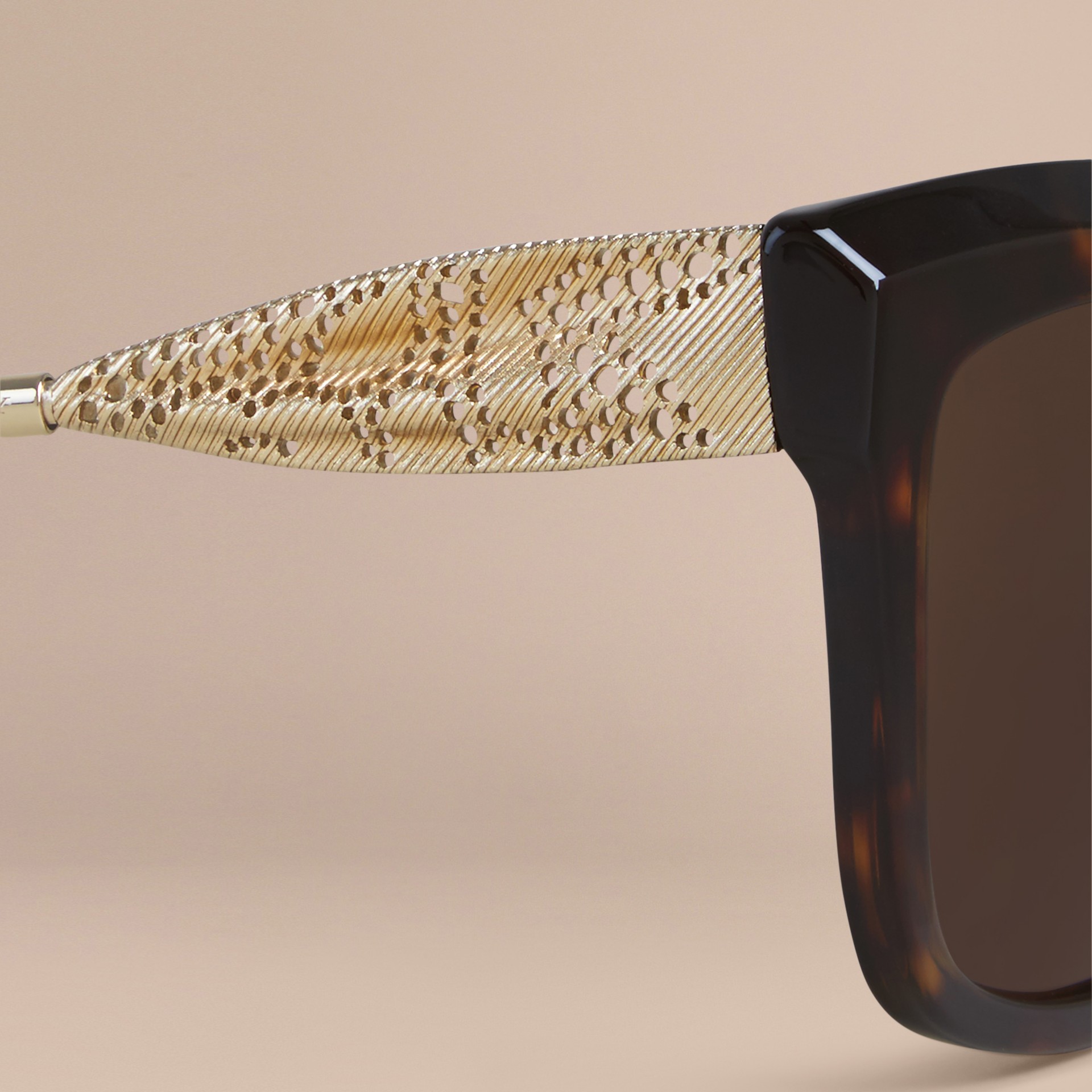 Gabardine Lace Collection Square Frame Sunglasses Tortoise Shell Burberry