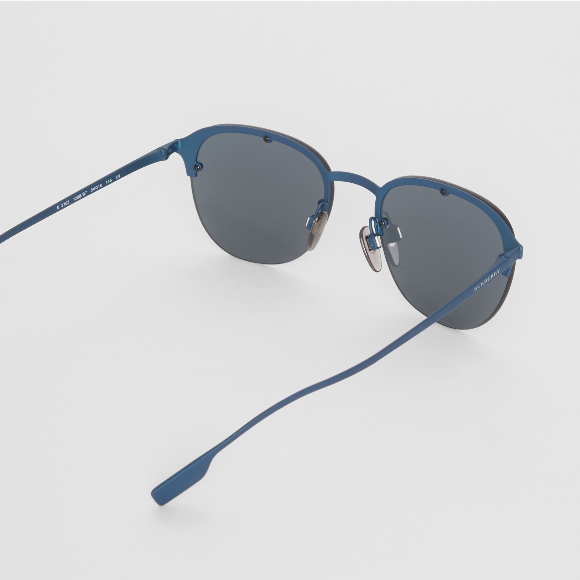 Round Frame Sunglasses In Blue Men Burberry United States