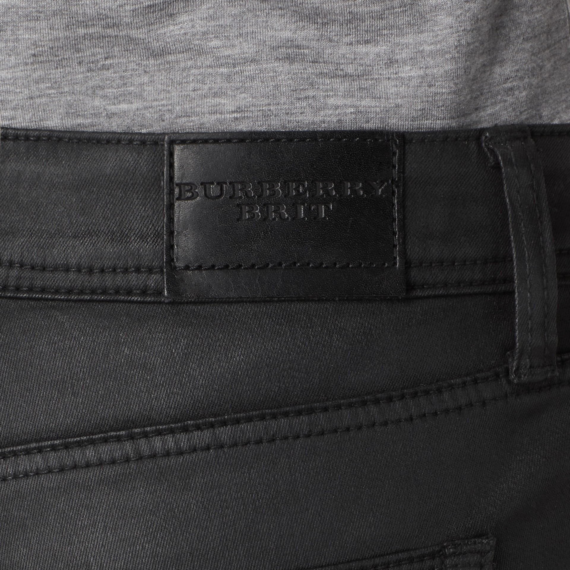 Skinny Fit Low Rise Wax Coated Jeans Burberry