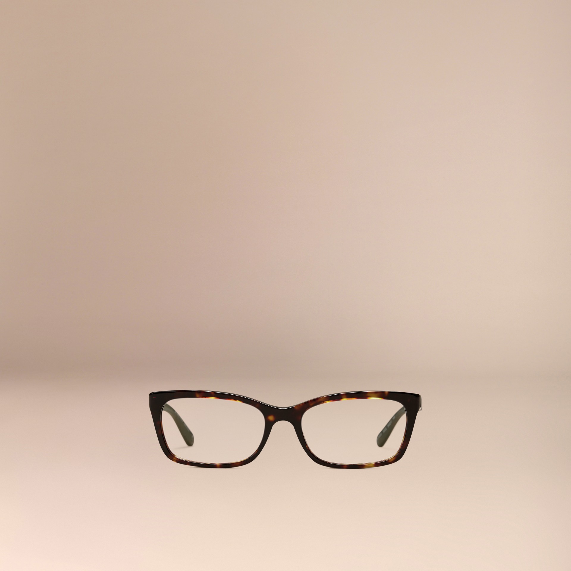 Check Detail Rectangular Optical Frames Tortoiseshell Burberry