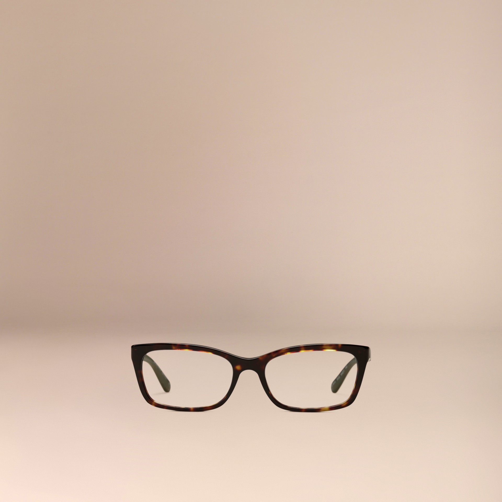 Check Detail Rectangular Optical Frames Tortoiseshell Burberry