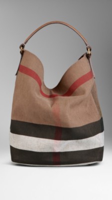 Burberry Medium Canvas Check Hobo Bag | Paul Smith