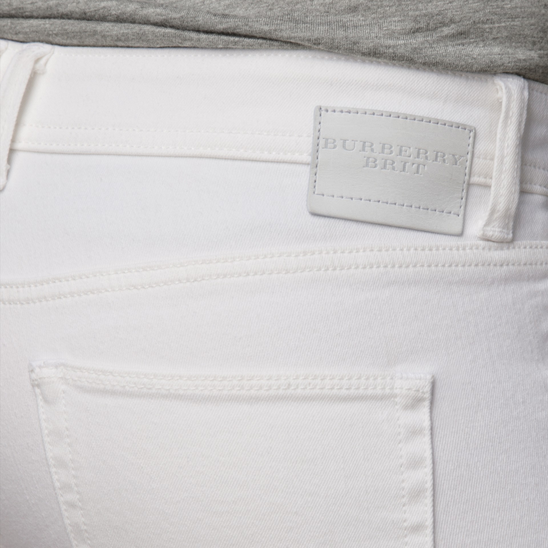 Skinny Fit Low Rise White Jeans Women Burberry