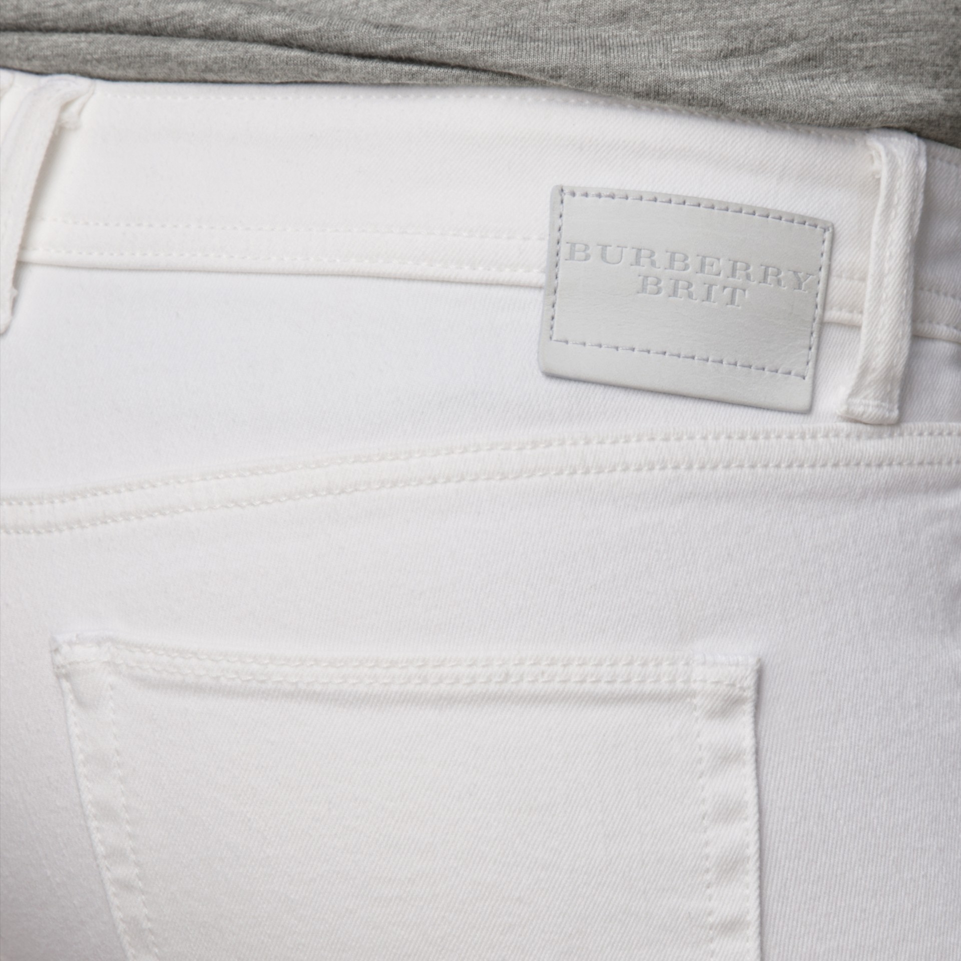 Skinny Fit Low Rise White Jeans Women Burberry
