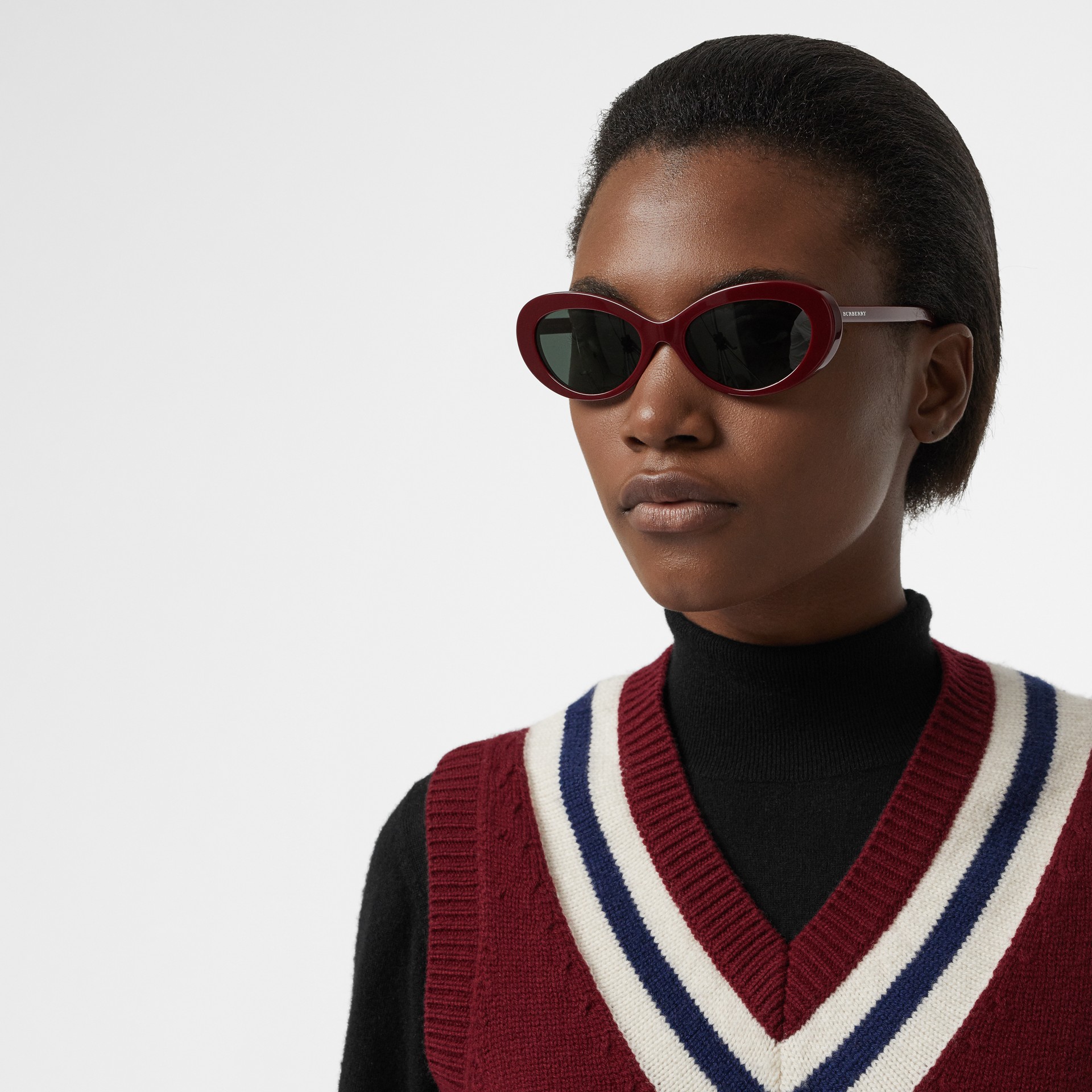 Cat Eye Frame Sunglasses In Burgundy Women Burberry United States