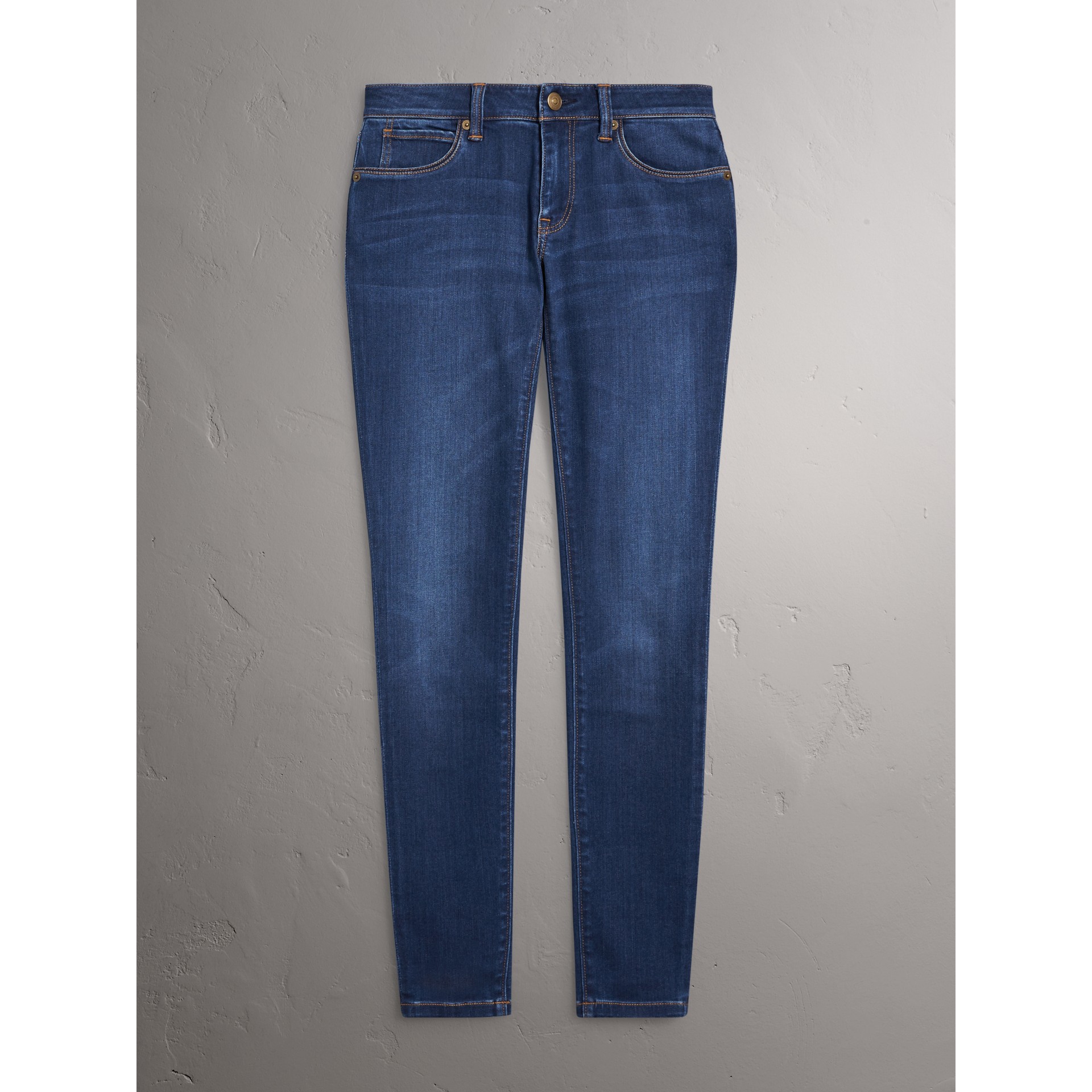 Skinny Fit Low Rise Power Stretch Jeans In Mid Indigo Women Burberry United States